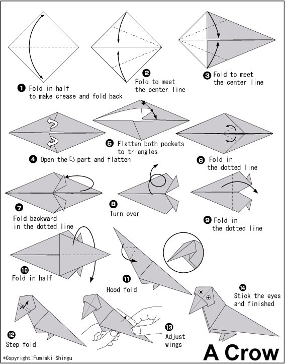 Crow - Easy Origami instructions For Kids