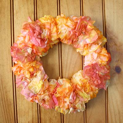 Fall Mum Wreath Made from Tissues