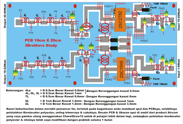 Skema Booster FM 80Watt Menggunakan 2SC1946A+2SC2782 ~ 3Brothers Study