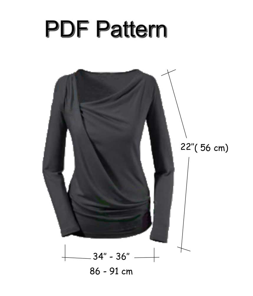 Long sleeves blouse '' Drapery'' ( PDF pattern)