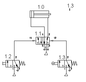 Machine Drawing: Double acting cylinder Pneumatic Circuit