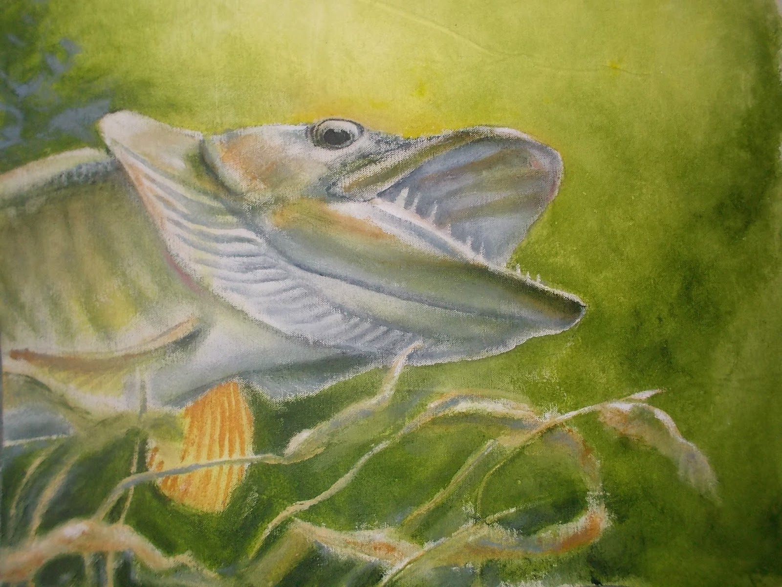 CHARLES WEISS ART: Muskie painting on progress