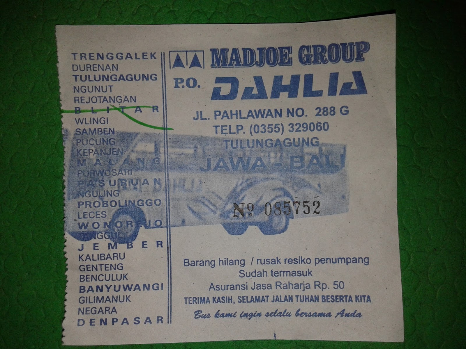 Caper Touring "One Stop Journey": Koleksi Karcis Bus