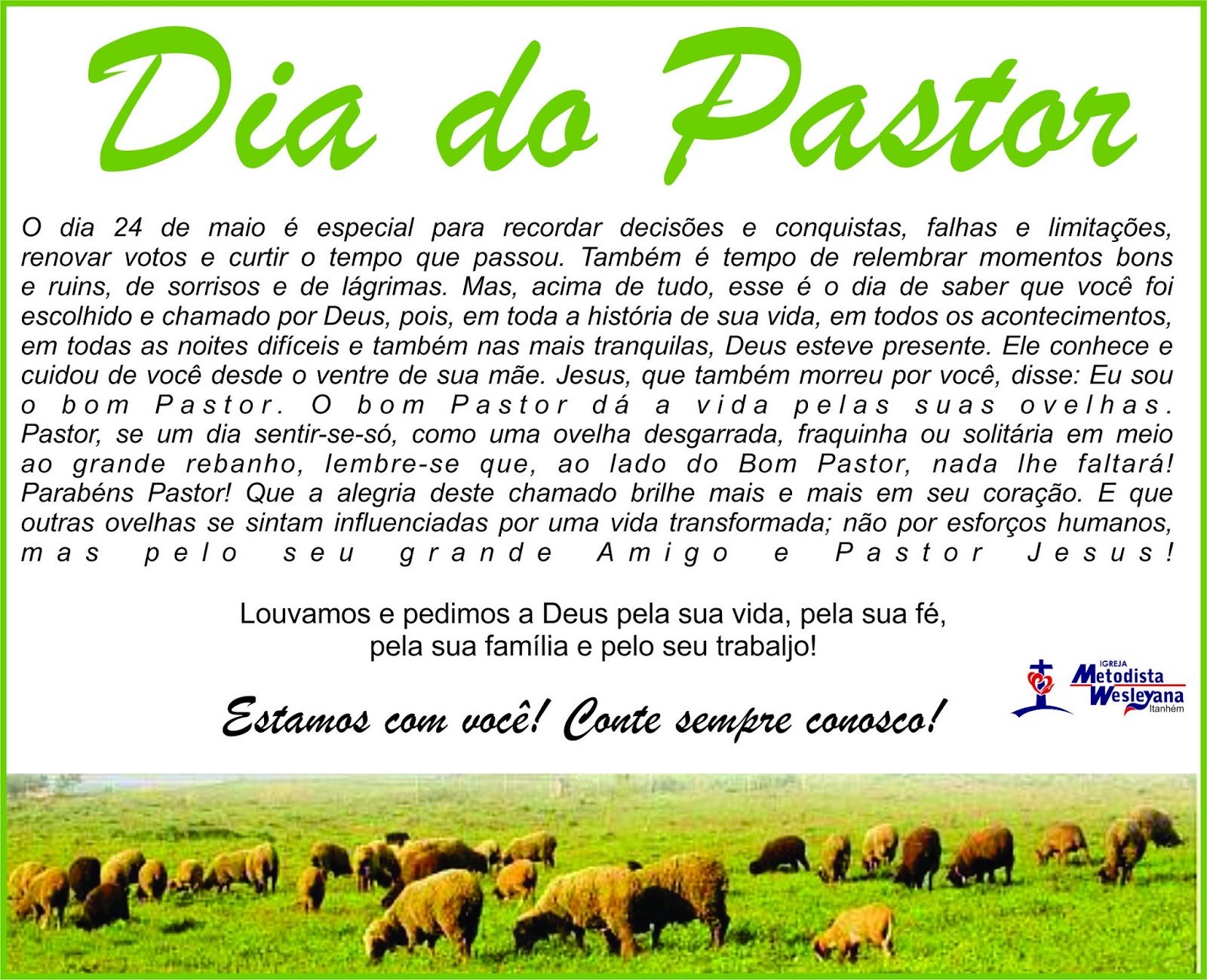 Wesleyana Itanhém: 24 de Maio - Dia do Pastor Wesleyano