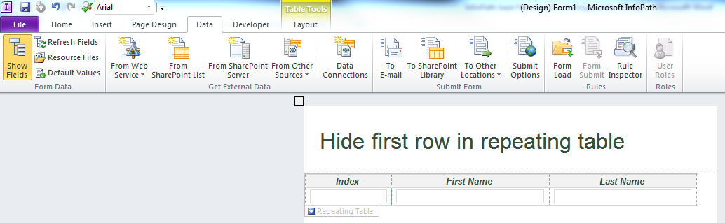SharePoint Coffee Hide Exclude First Row In Repeating Table SharePoint Coffee Hide Exclude First Row In Repeating Table