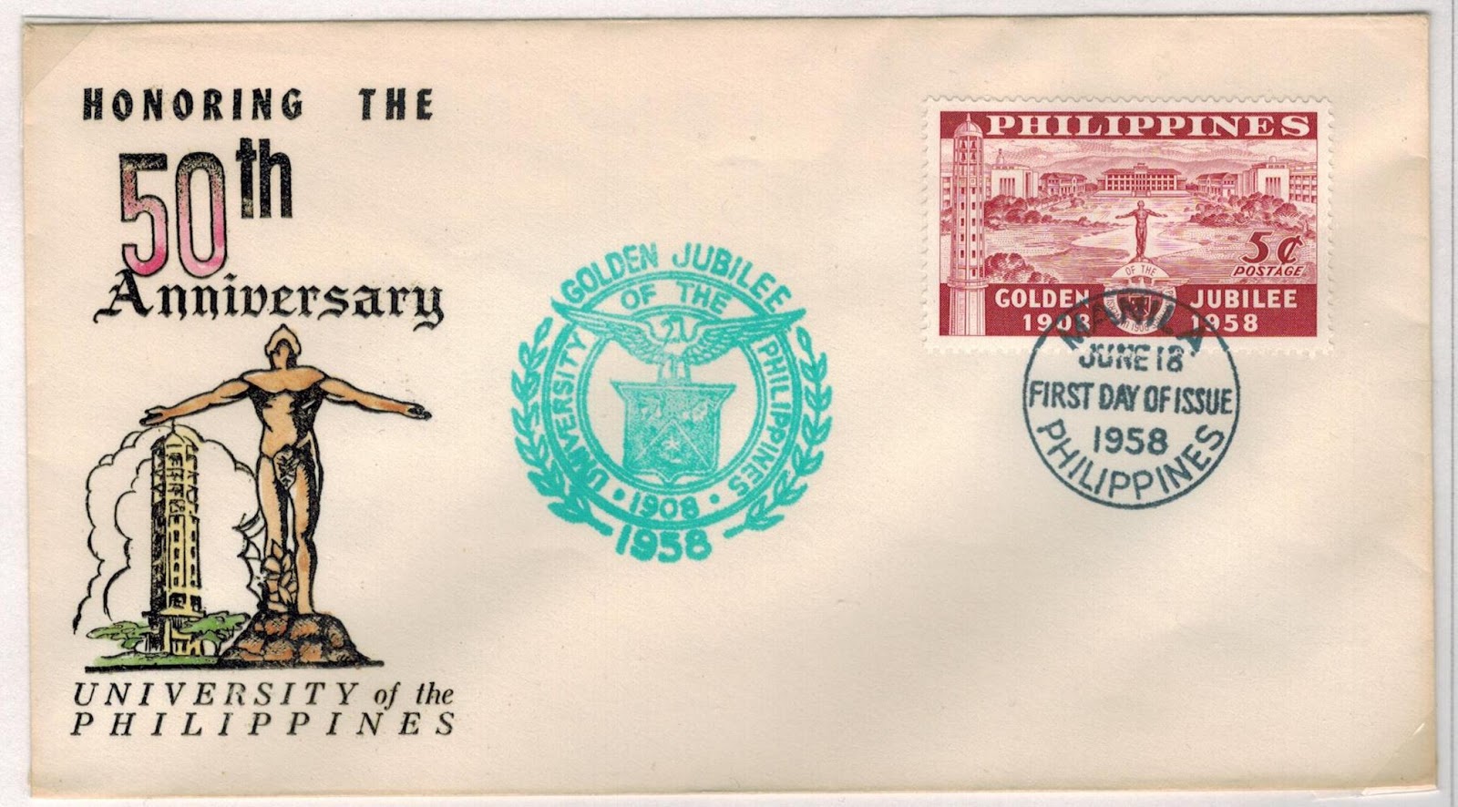 Philippine Republic Stamps : 1958 50th Anniversary University of the ...
