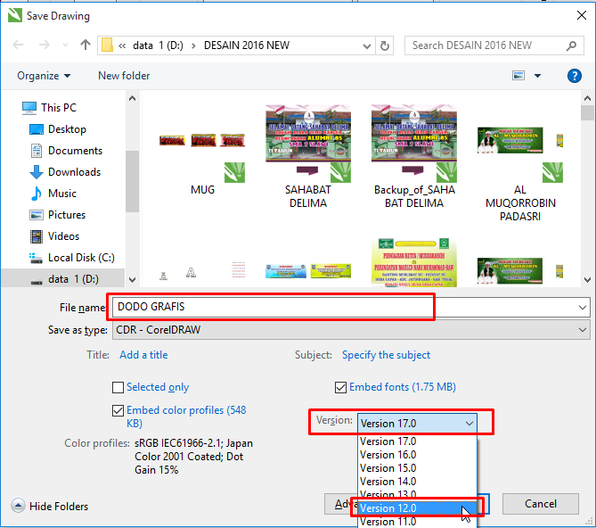 Cara menyimpan File Corel Draw Untuk Semua Versi - Biologizone