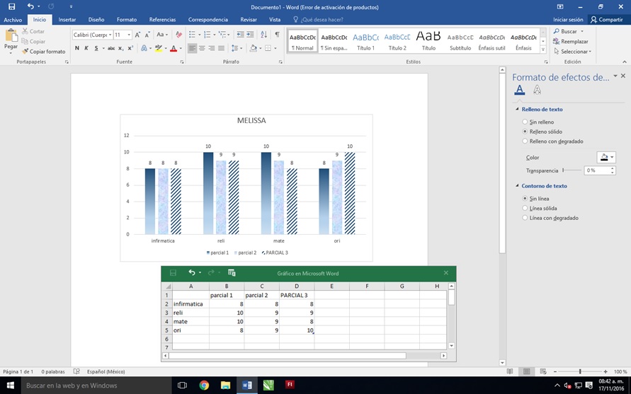 como cerar graficas en word: como crear una grafica en word