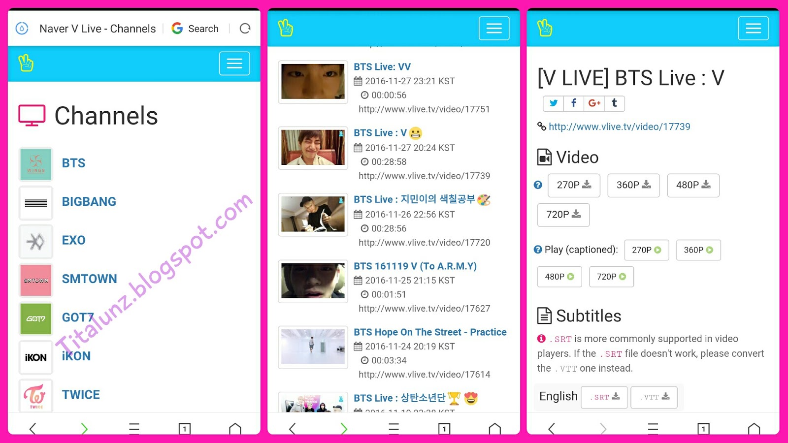 Titalunz: Cara download video dari V-Live App android