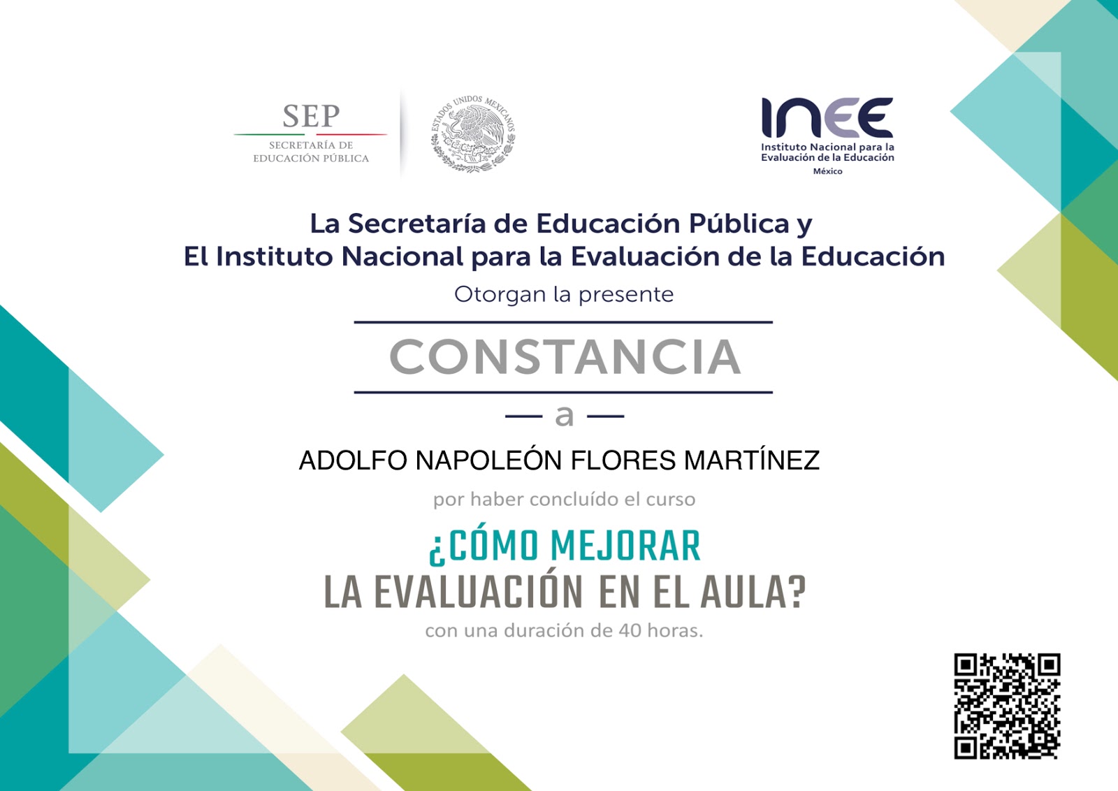 Jefe de Enseñanza Zona 09 Escuelas Secundarias Técnicas: Constancia del Curso "Cómo mejorar la ...