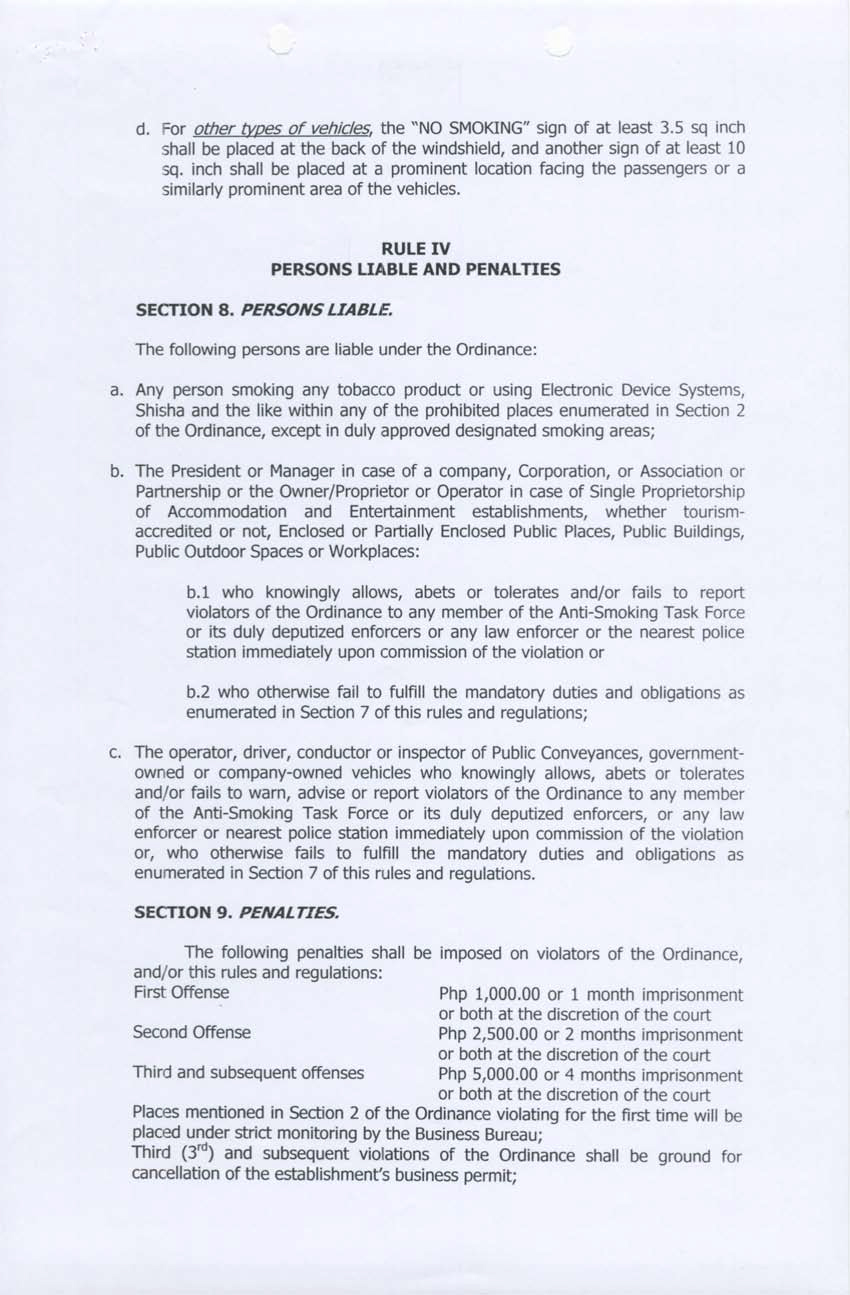 ANTI-SMOKING ORDINANCE 0367-12 - VICES REGULATION UNIT