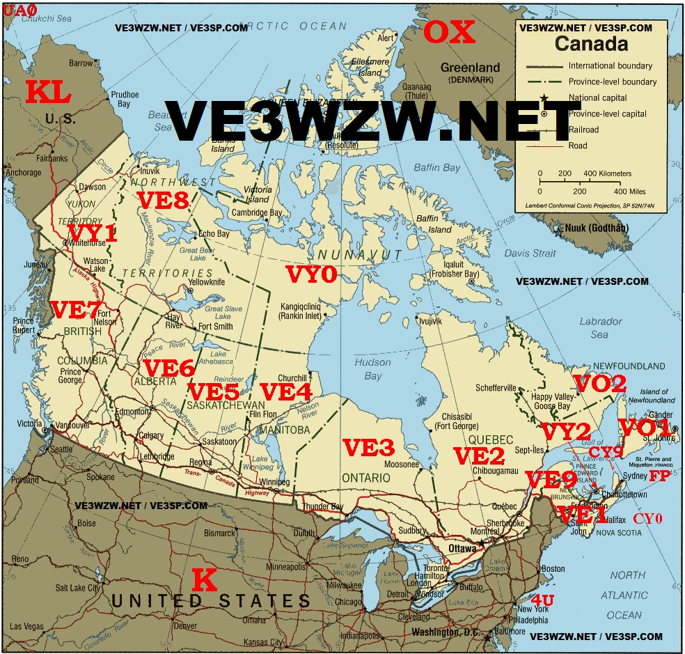 VA3IER Radio Frequency Spectrum Operator: Canada Map