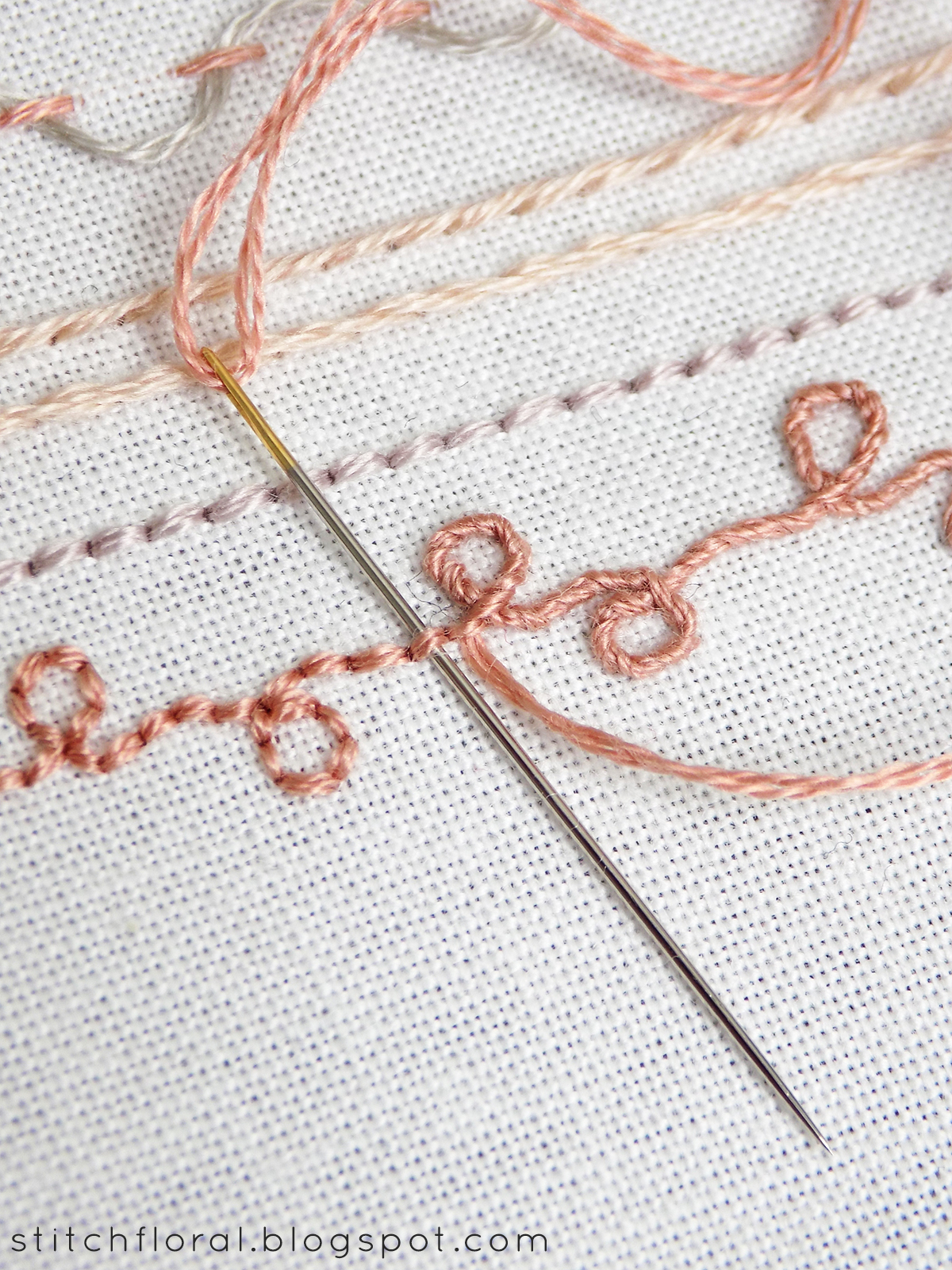 Line stitches and their variations: sampler - Stitch Floral