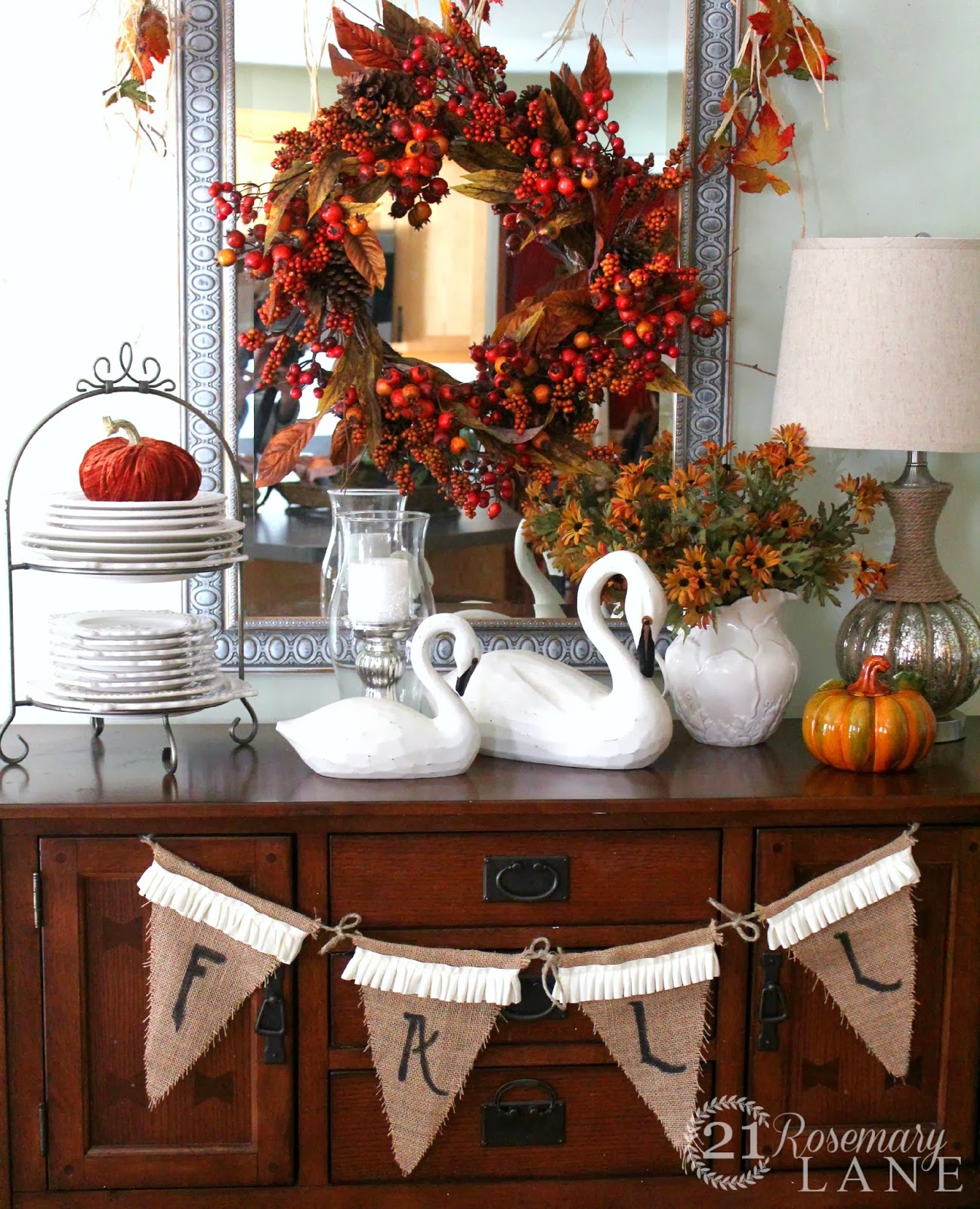 21 Rosemary Lane: The Kitchen Buffet Dressed for the Autumn