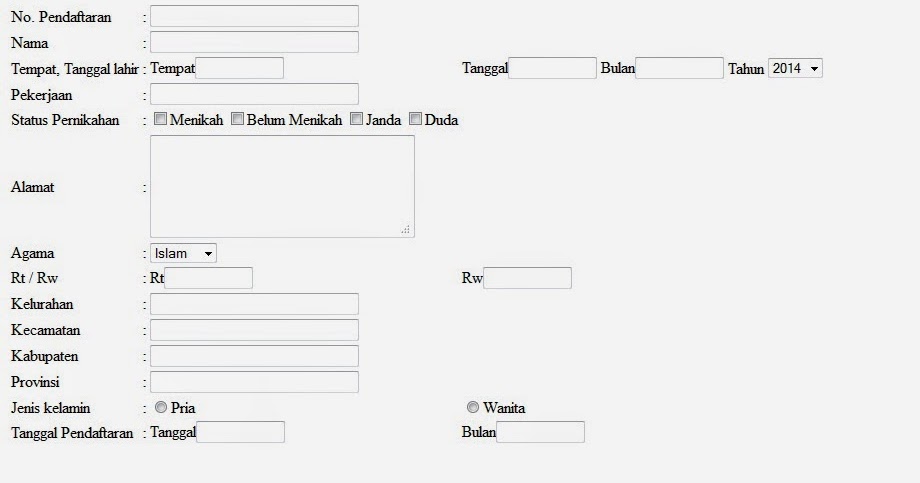 Membuat Form Pendaftaran menggunakan HTML