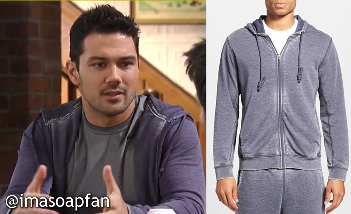 Nathan West's Faded Blue Hoodie - General Hospital, Season 52, Episode ...