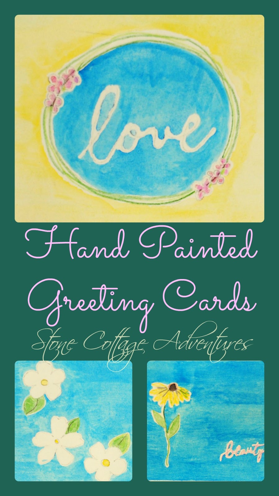 Stone Cottage Adventures: Hand Painted Cards for Pinterest Challenge