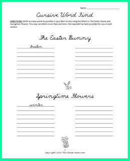 Classroom Freebies Too: Spring Cursive Handwriting Practice