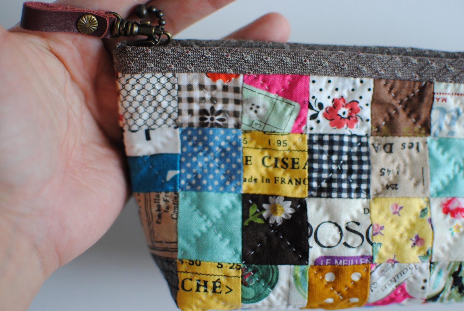 1/4" mark: Penny Square Patchwork Pouch
