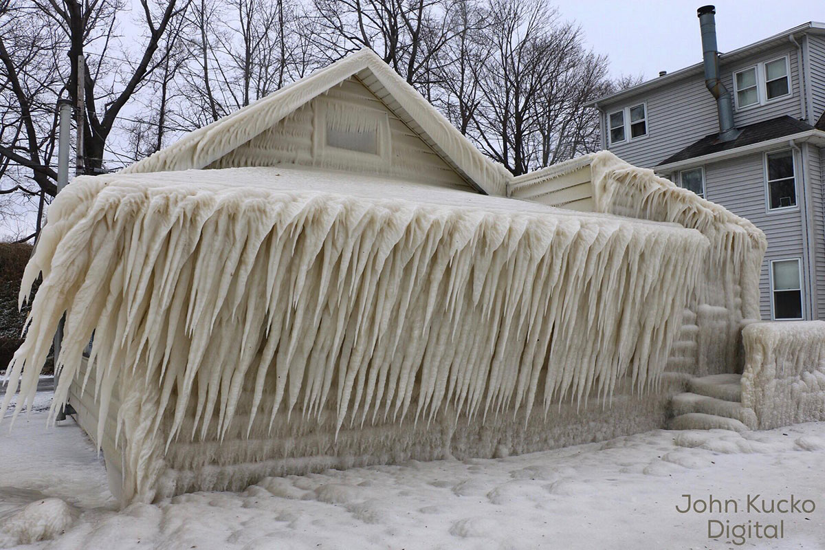 Entirely Frozen House on Ontario Lake by John Kucko - aesthesiamag