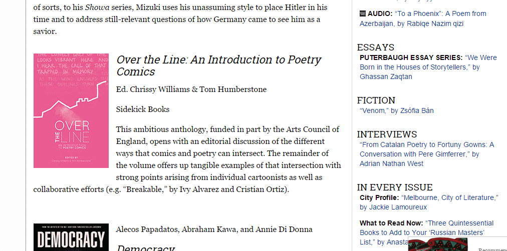 Sidekick Books: Over The Line featured in World Literature Today!