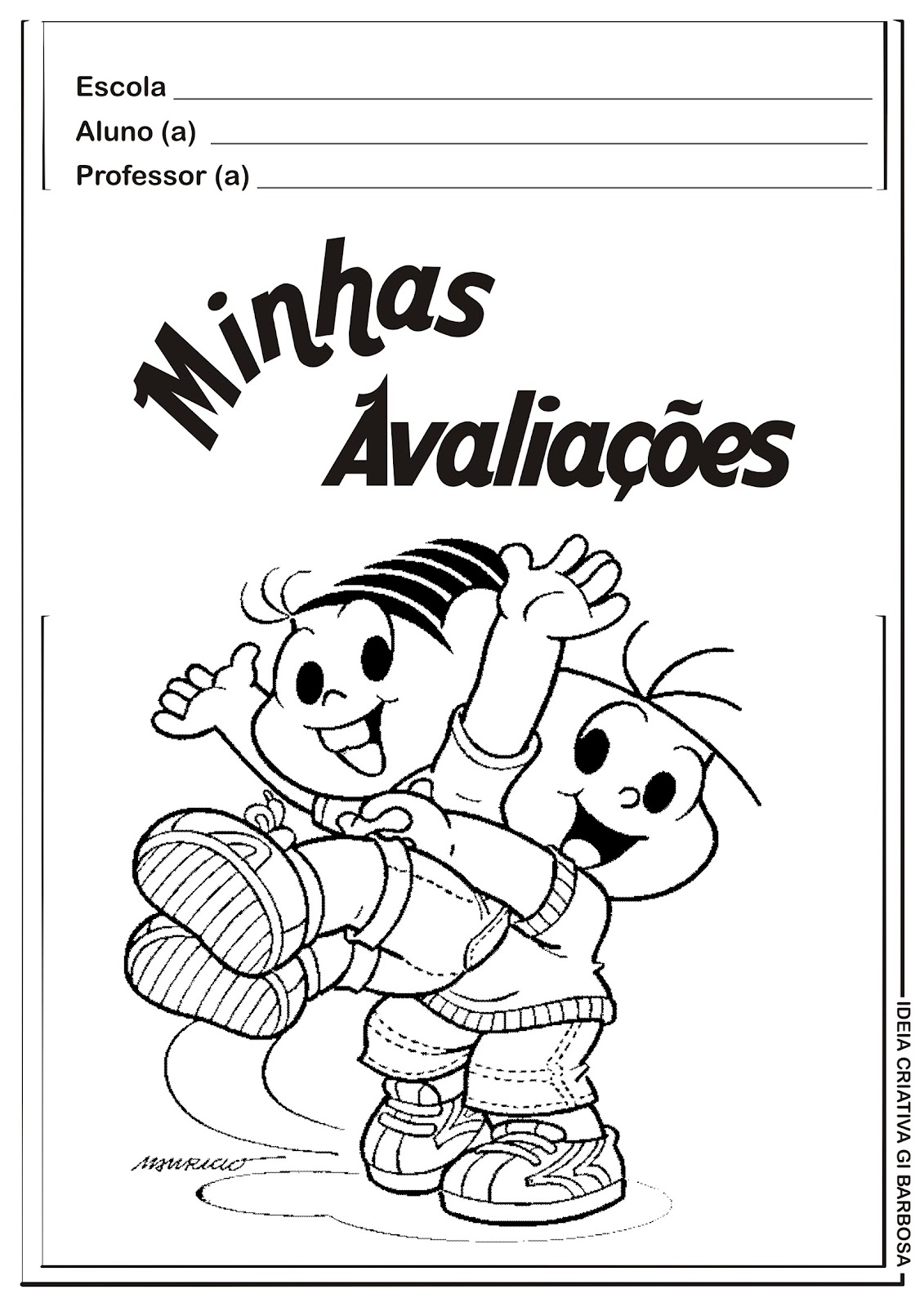Capa para Avaliações Turma da Mônica | Ideia Criativa- Educação ...