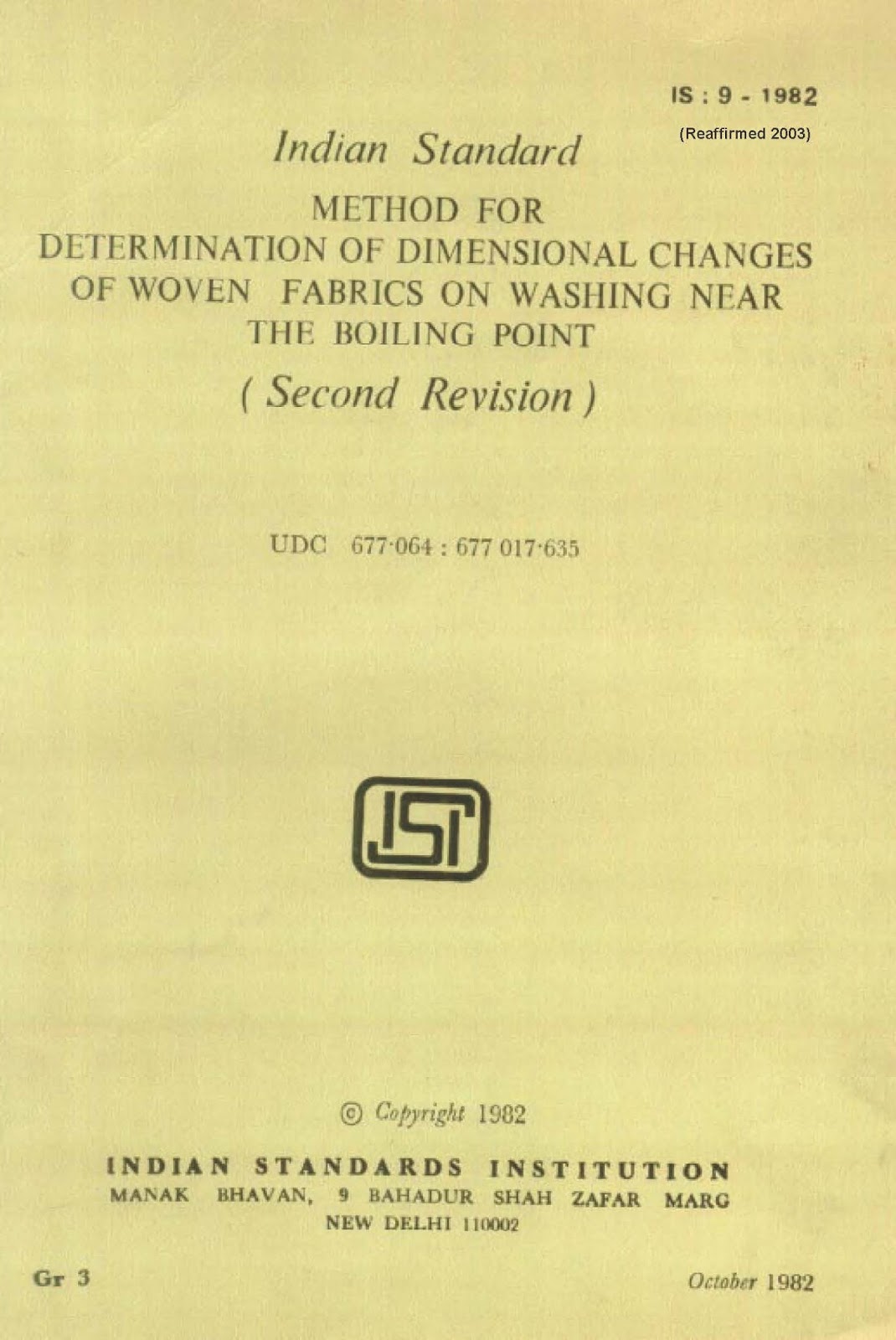 MECHANICAL ENGINEERING STANDARDS: IS 9 METHOD FOR DETERMINATION OF ...