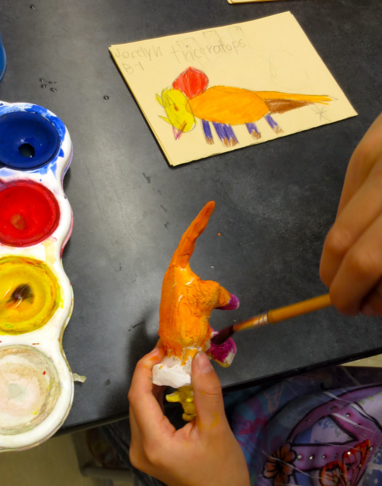 Zilker Elementary Art Class: 1st Grade Clay Dinosaur Sculptures