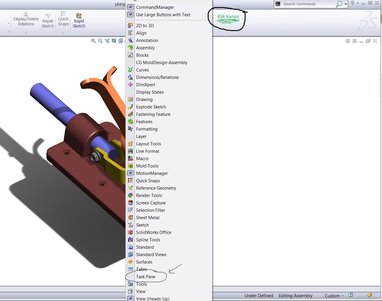 Kitab Sakti SolidWorks: Cara memunculkan Task Pane yang hilang