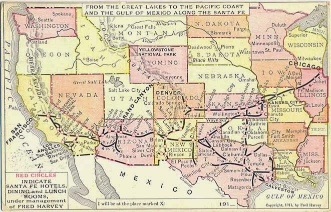 POSTCARDY: the postcard explorer: Map: Along the Santa Fe (1)