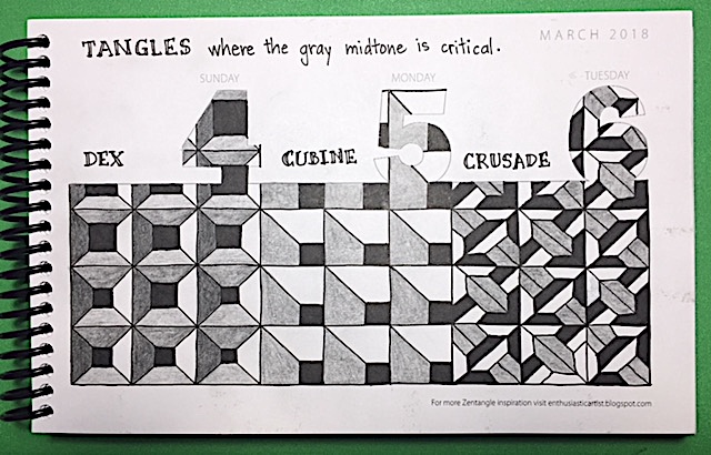 Enthusiastic Artist: A few more Tangle-a-Day calendar pages