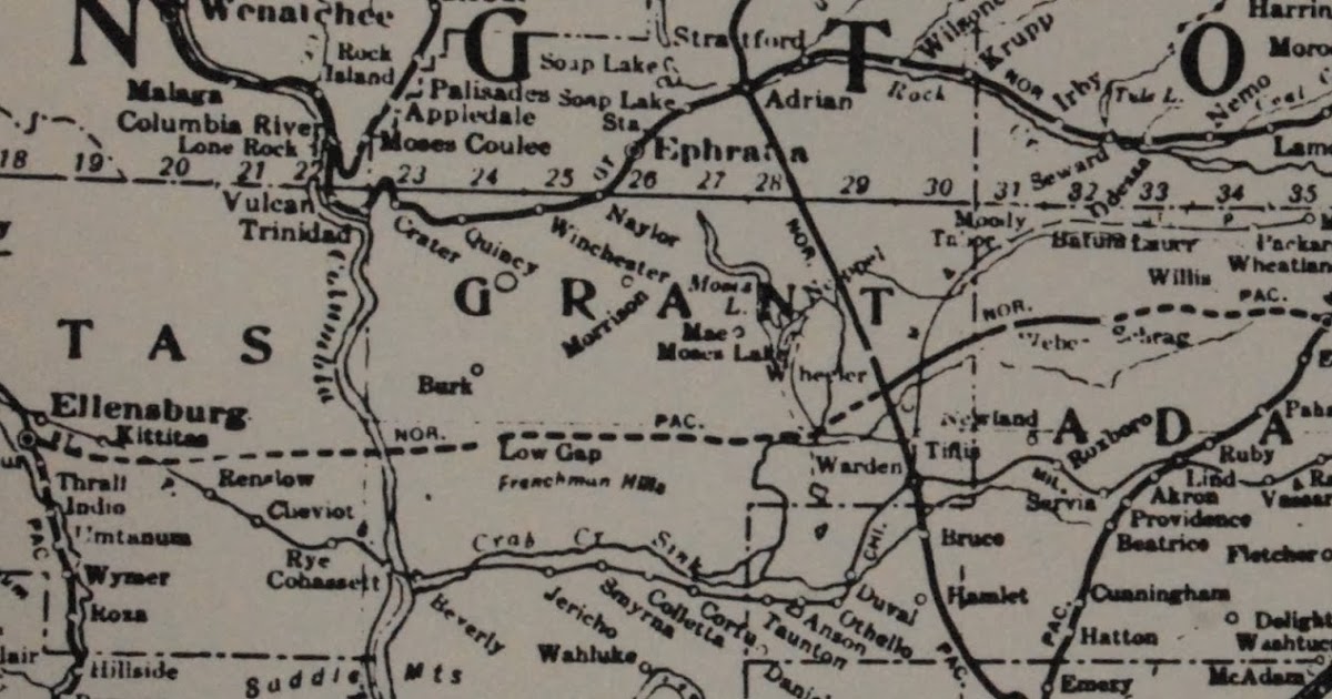 Big Bend Railroad History: Ellensburg Cutoff Map