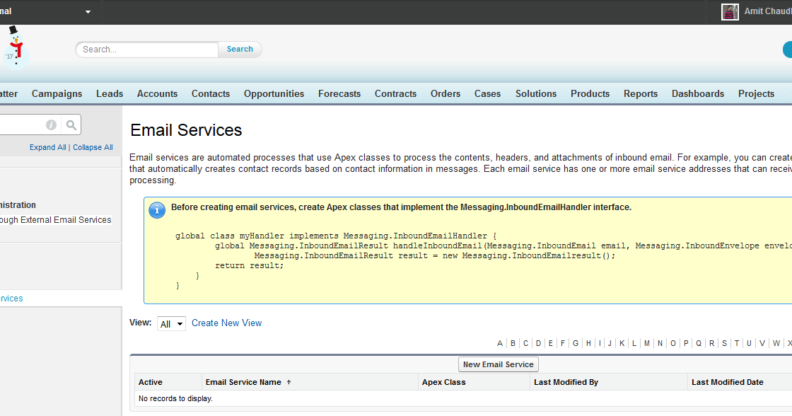 Amit Salesforce Salesforce Tutorial Apex Email Service
