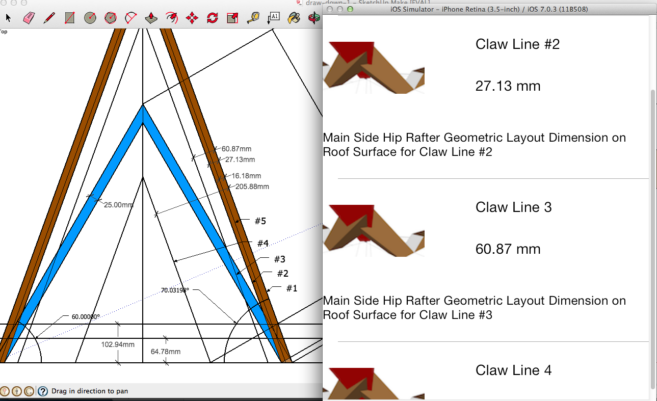 Roof Framing Geometry: Claw Lines for RafterTools for iPhone