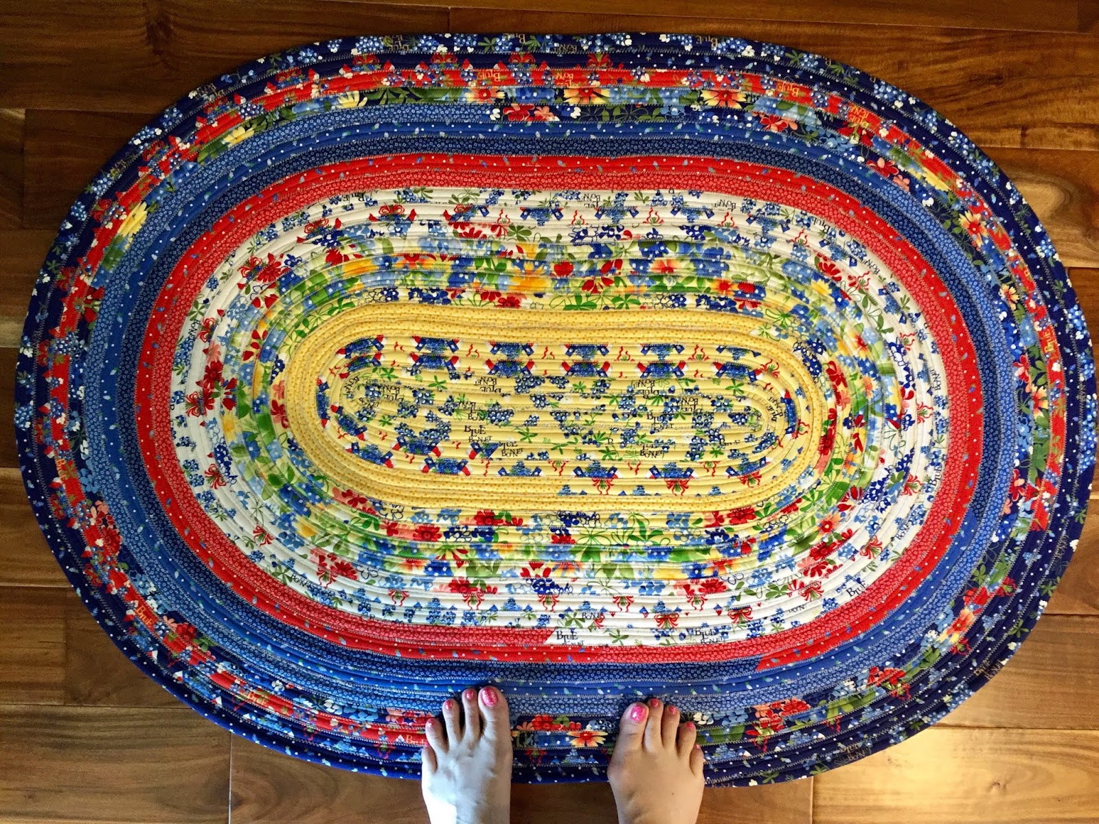 Quilting In The Robyn's Nest: My Bluebonnet Patch Jelly-roll Rug