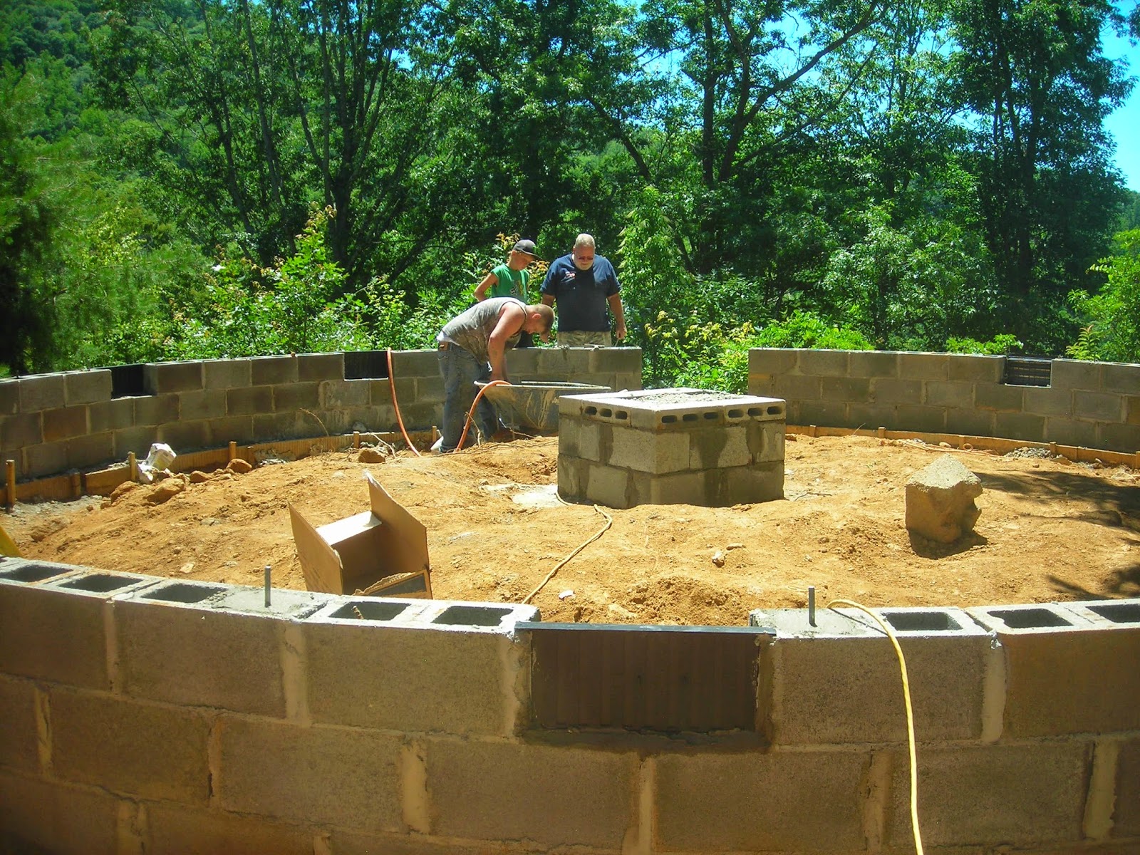 Long Long Journey to Our Yurt Home: Concrete blocks in the round.