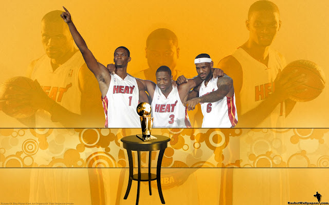 Miami Heat Big 3 With NBA Trophy Free Widescreen Wallpaper ~ Big Fan of ...