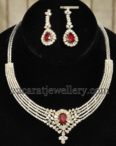 Simple Diamond Necklace with Tops - Jewellery Designs