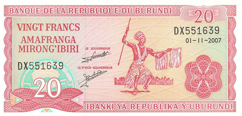 Buy World Currency Notes: Burundi Franc BIF