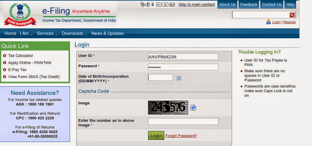 MyBSNL: Income Tax e-Filing : On line method