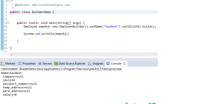 Builder Design Pattern In Java With Example Program Instanceofjava
