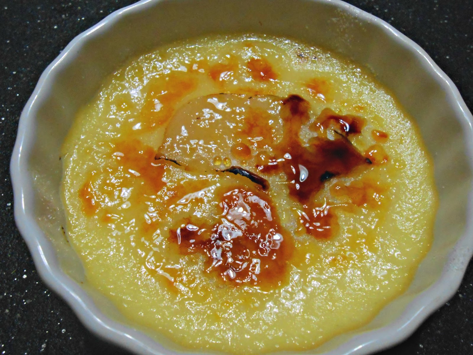 Ginger Crème Brûlée with Roasted Pear
