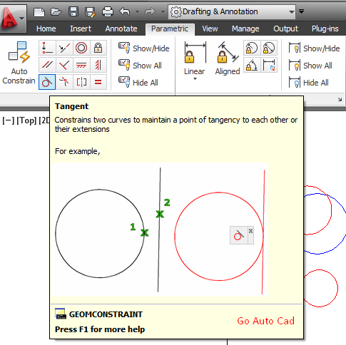 Post 50 : Cara Mengaplikasikan Constraint Tangent Autocad - Go Auto CAD