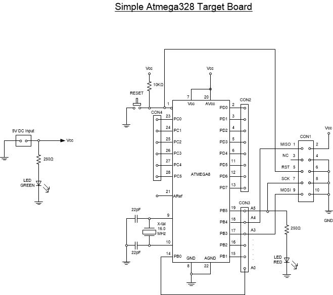 Inventas Electronics : A simple and minimal Atmega328P Target Board