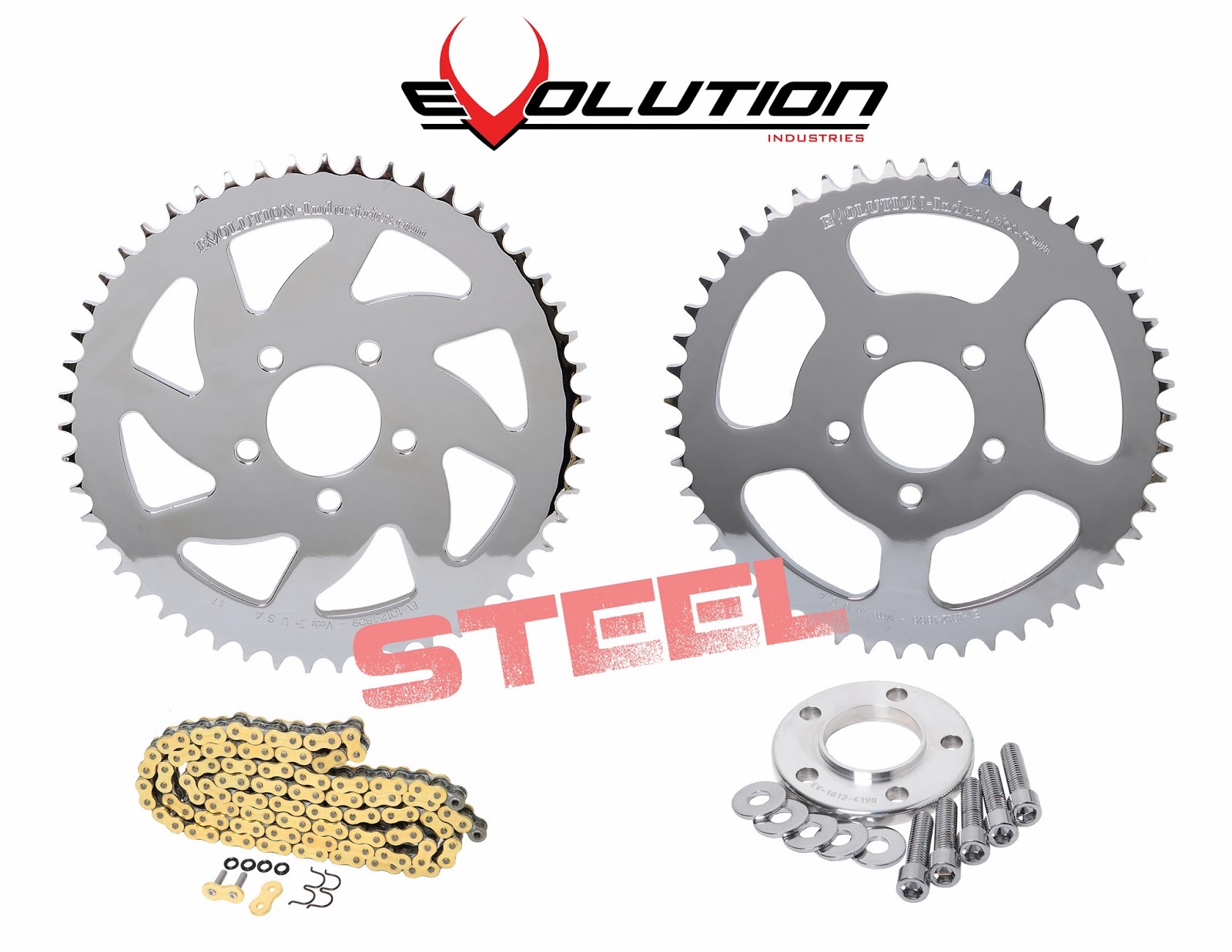 V-Twin News: Evolution Industries' Steel Power-Drive Sprocket Kits