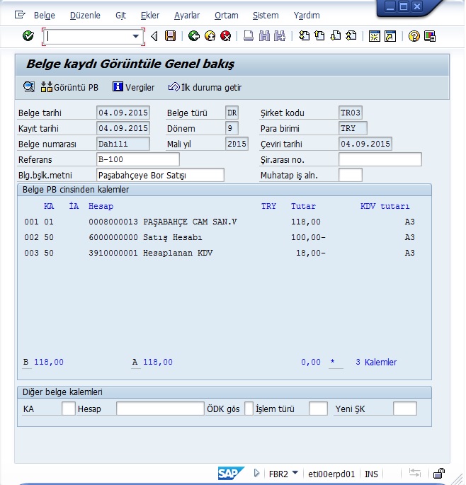 Muhasebe Belgesini Referansla Kaydetme İşlemi (FBR2) | SAP Muhasebe