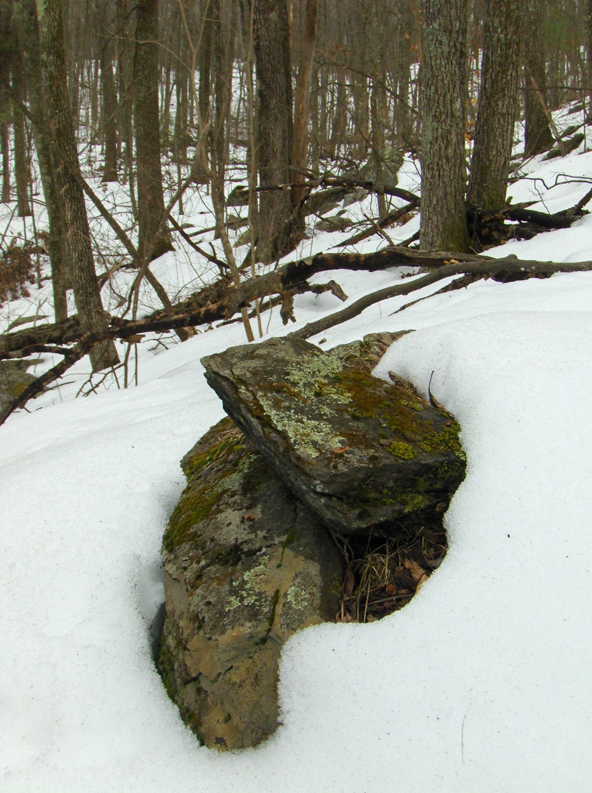 Rock Piles: Diagonal line of rock-on-rocks going up a hillside ...