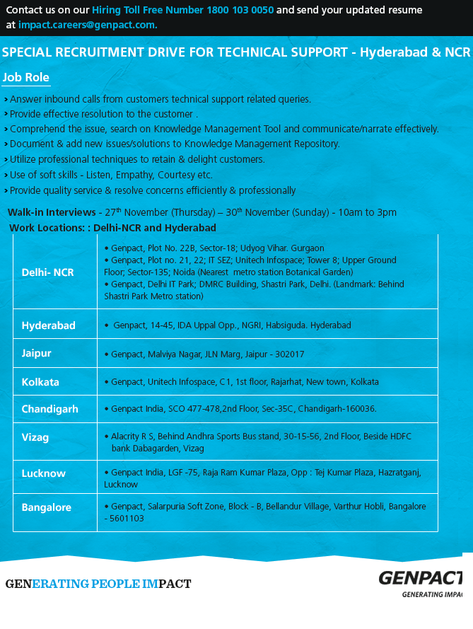True Gift: Walkin interview Genpact for Technical Support November 29th ...