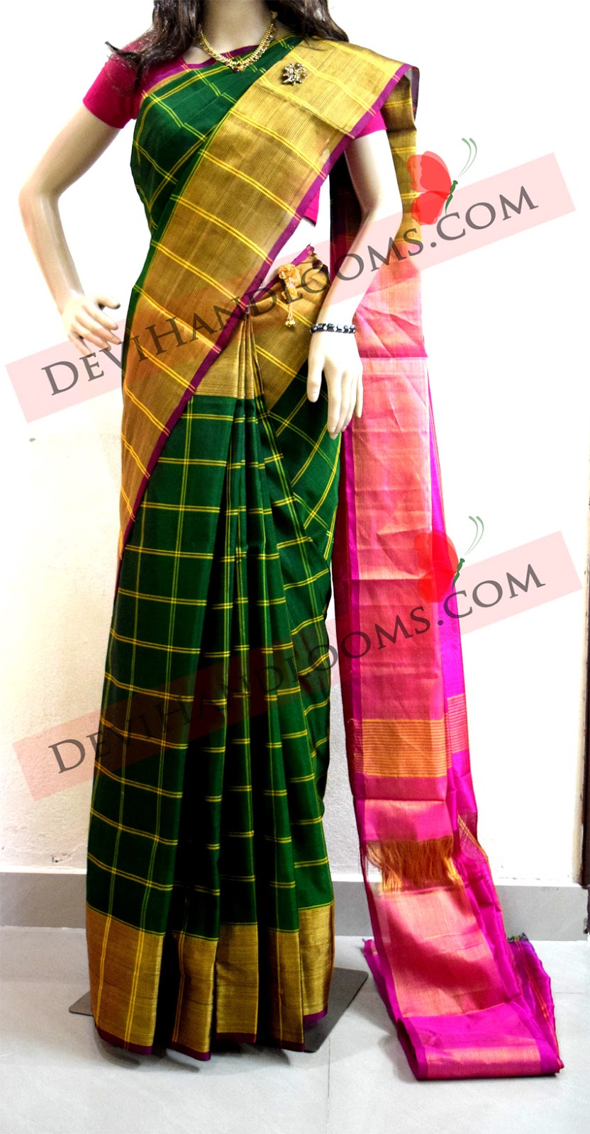 Indian Traditional Handloom Sarees: uppada big border big checks silk ...