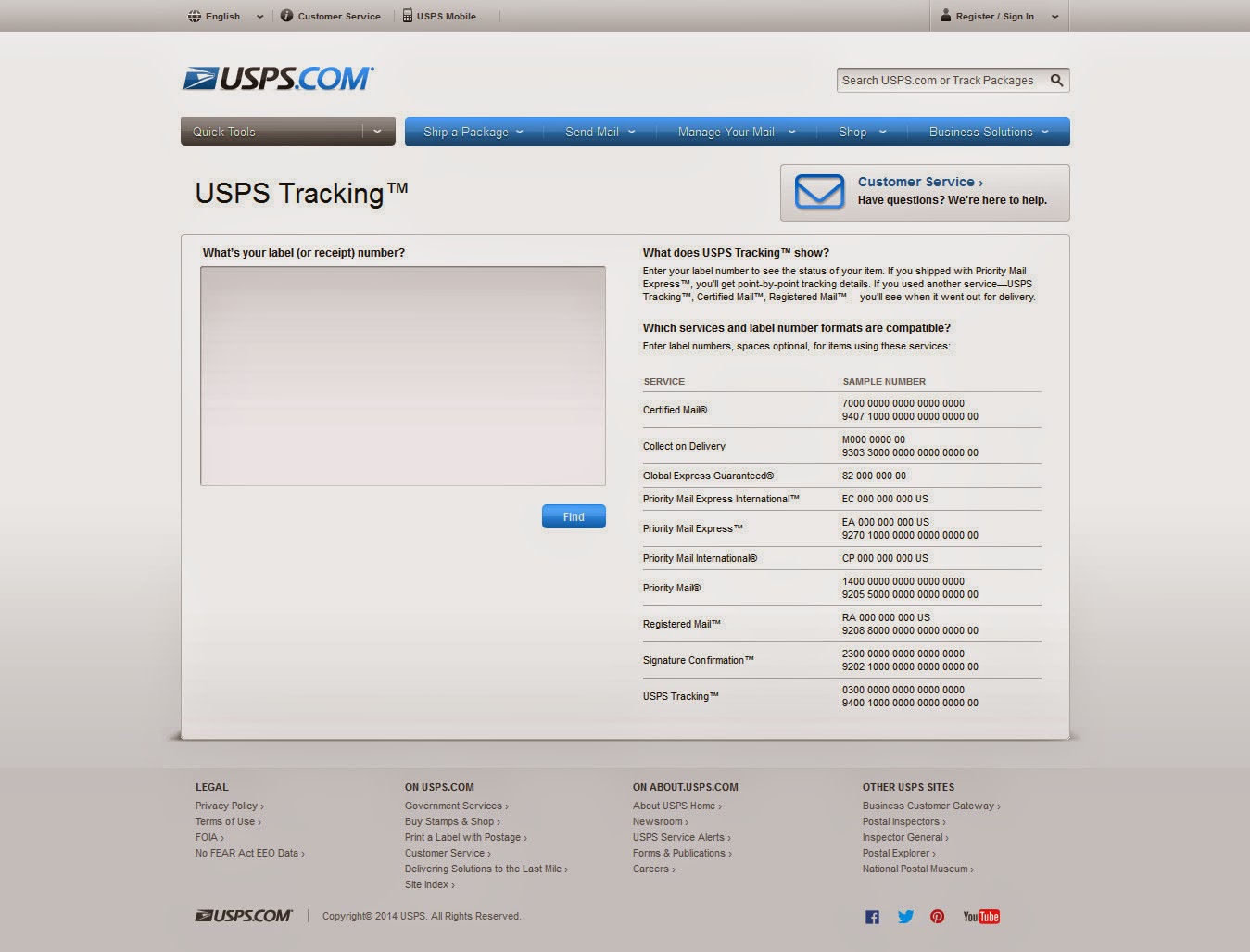 我的筆記: 美國郵政貨物查詢 USPS Tracking™